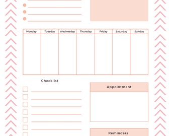 Pink Cute Weekly Planner - Etsy