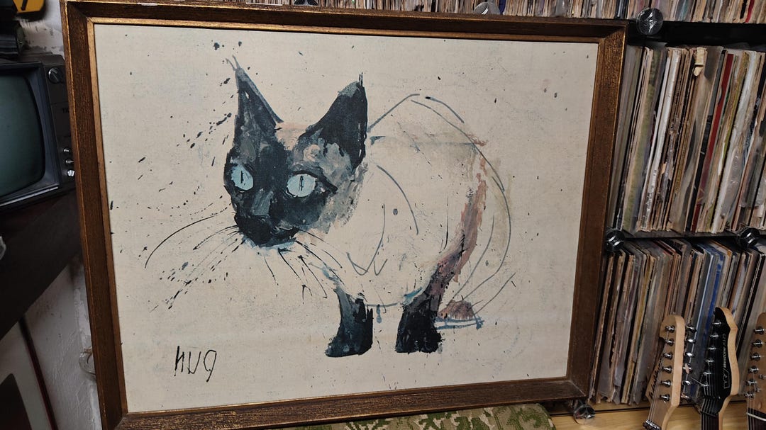 Fritz Hug Lithograph on Canvas Siamese Cat 70's - Etsy