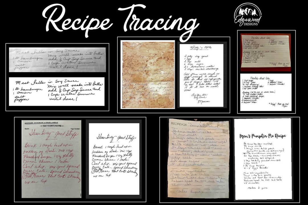 Recipe Tracing for Laser Engraving Glowforge or Printing - Etsy