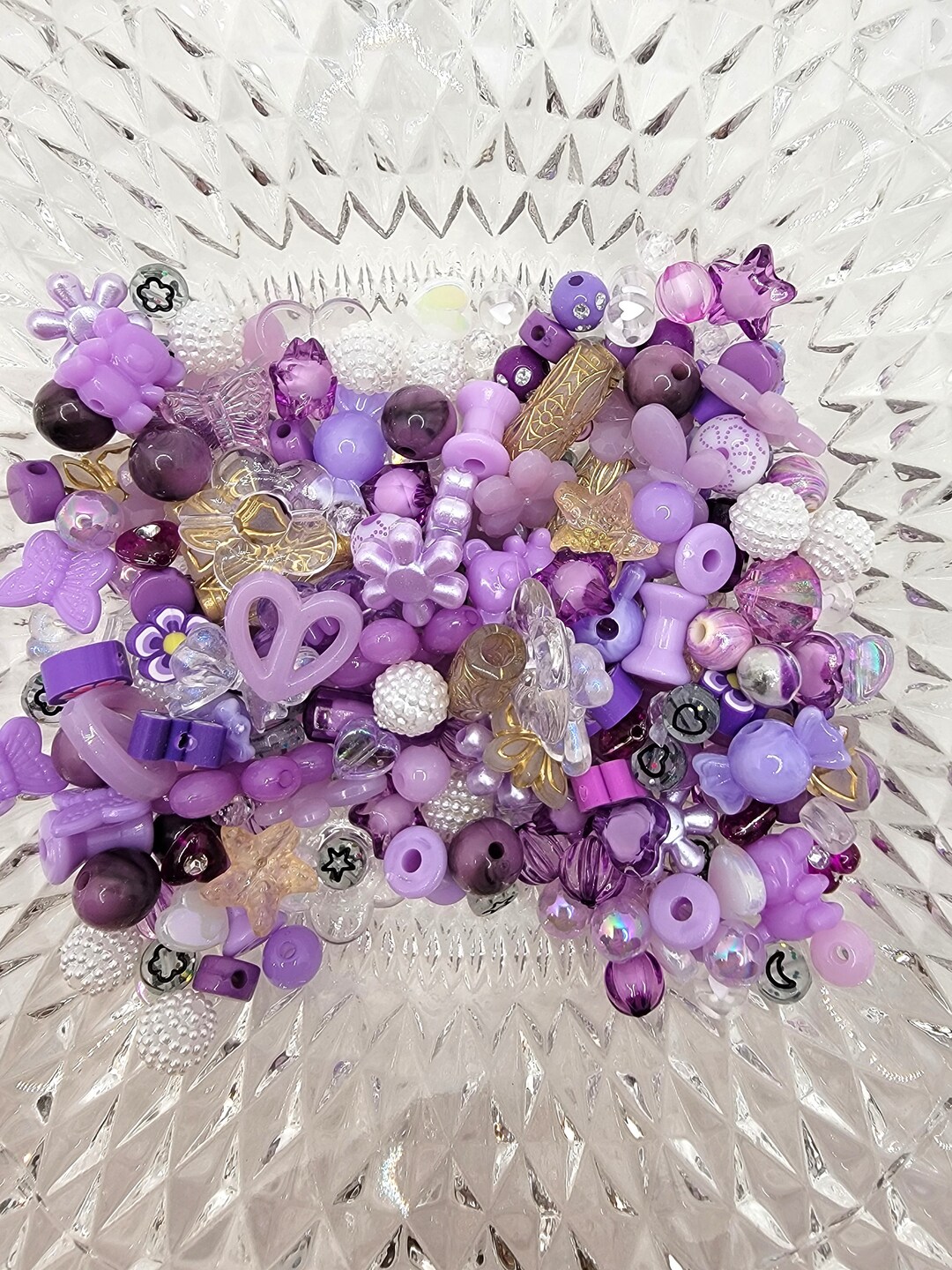 Purple Acrylic Kandi Bead Mix, Y2K Beads, Rave Bead Jewelry, Kawaii ...