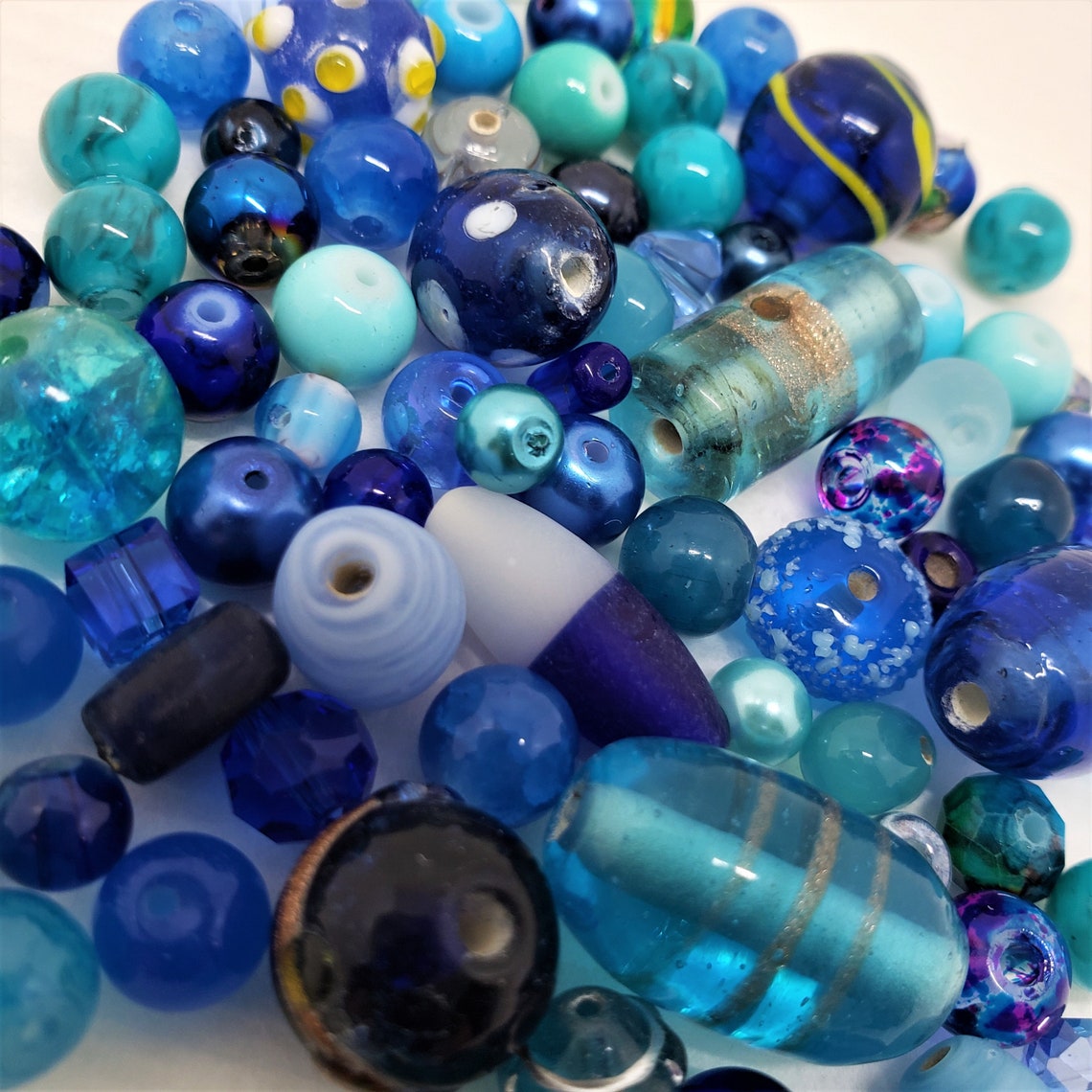 Blue Bead Soup Mix 4oz Glass Bead Mix Mixed Loose Lot Of Etsy