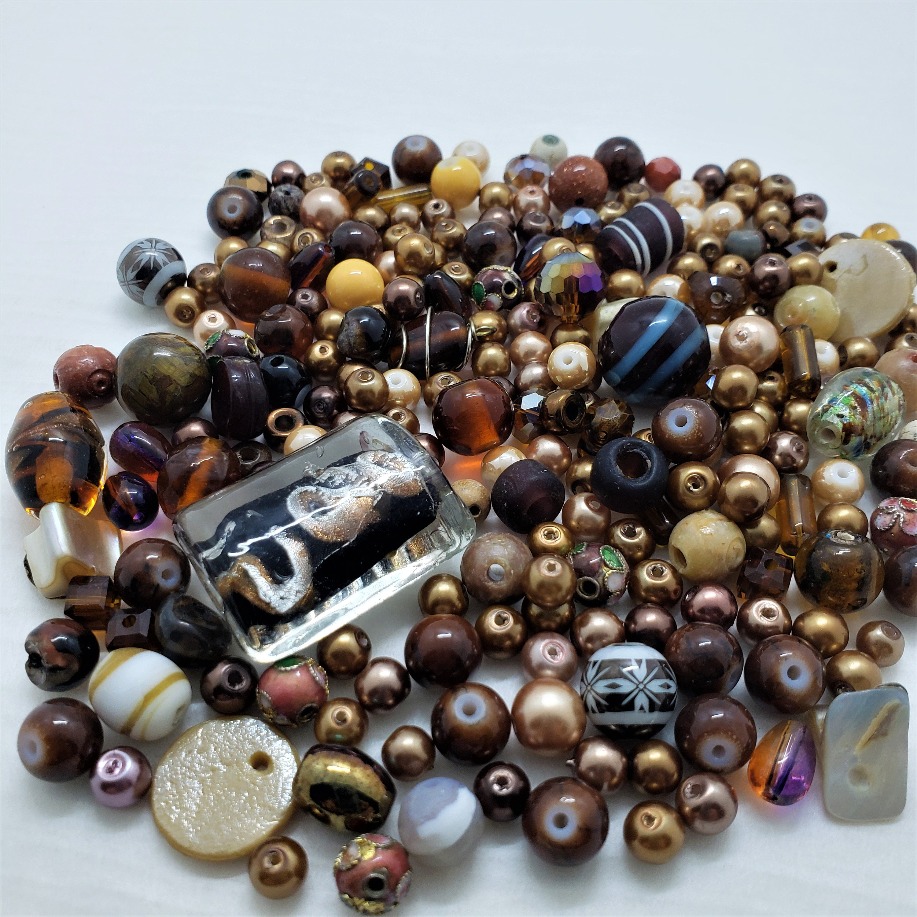 Brown Bead Soup Mix, 4oz Glass Bead Mix, Mixed Loose Lot of Beads, Bulk ...