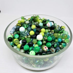 Green Bead Soup Mix, 4oz Glass Bead Mix, Mixed Loose Lot of Beads, Bulk ...