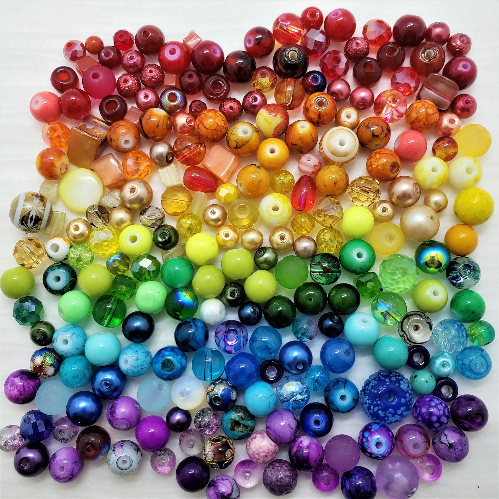 Rainbow Bead Soup Mix, 4oz Glass Bead Mix, Mixed Loose Lot of Beads ...