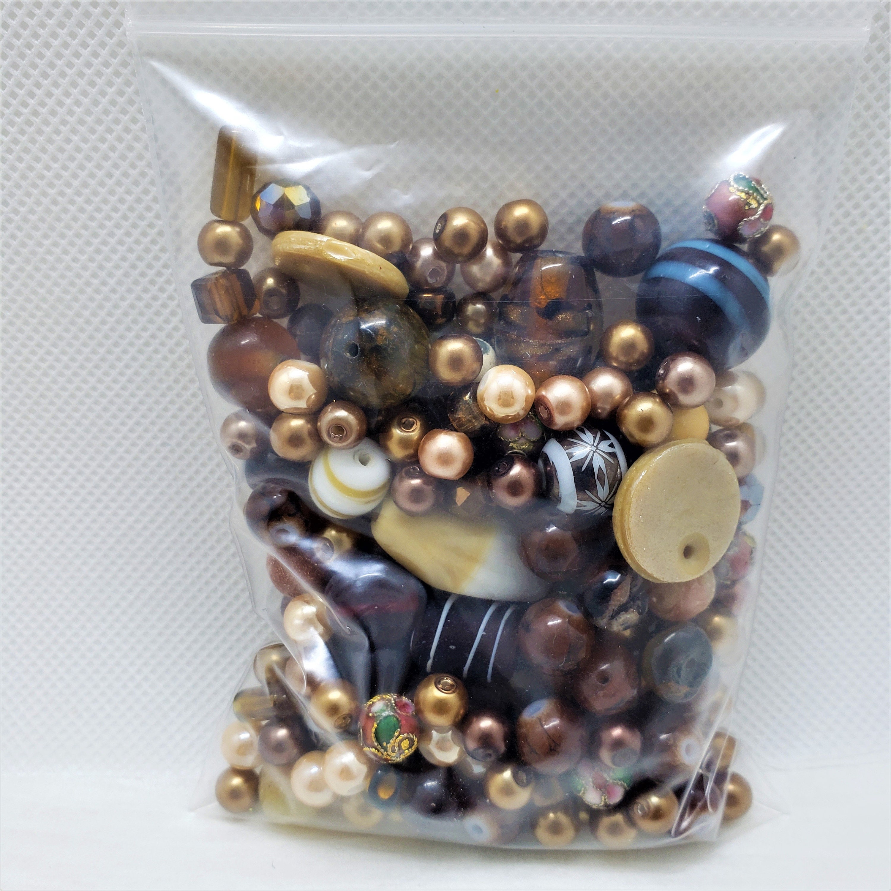 Brown Bead Soup Mix, 4oz Glass Bead Mix, Mixed Loose Lot of Beads, Bulk ...