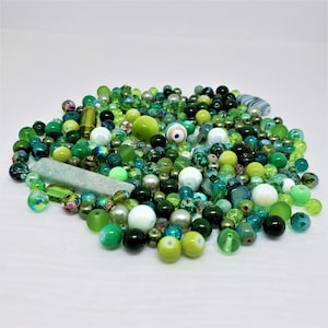 Green Bead Soup Mix, 4oz Glass Bead Mix, Mixed Loose Lot of Beads, Bulk ...