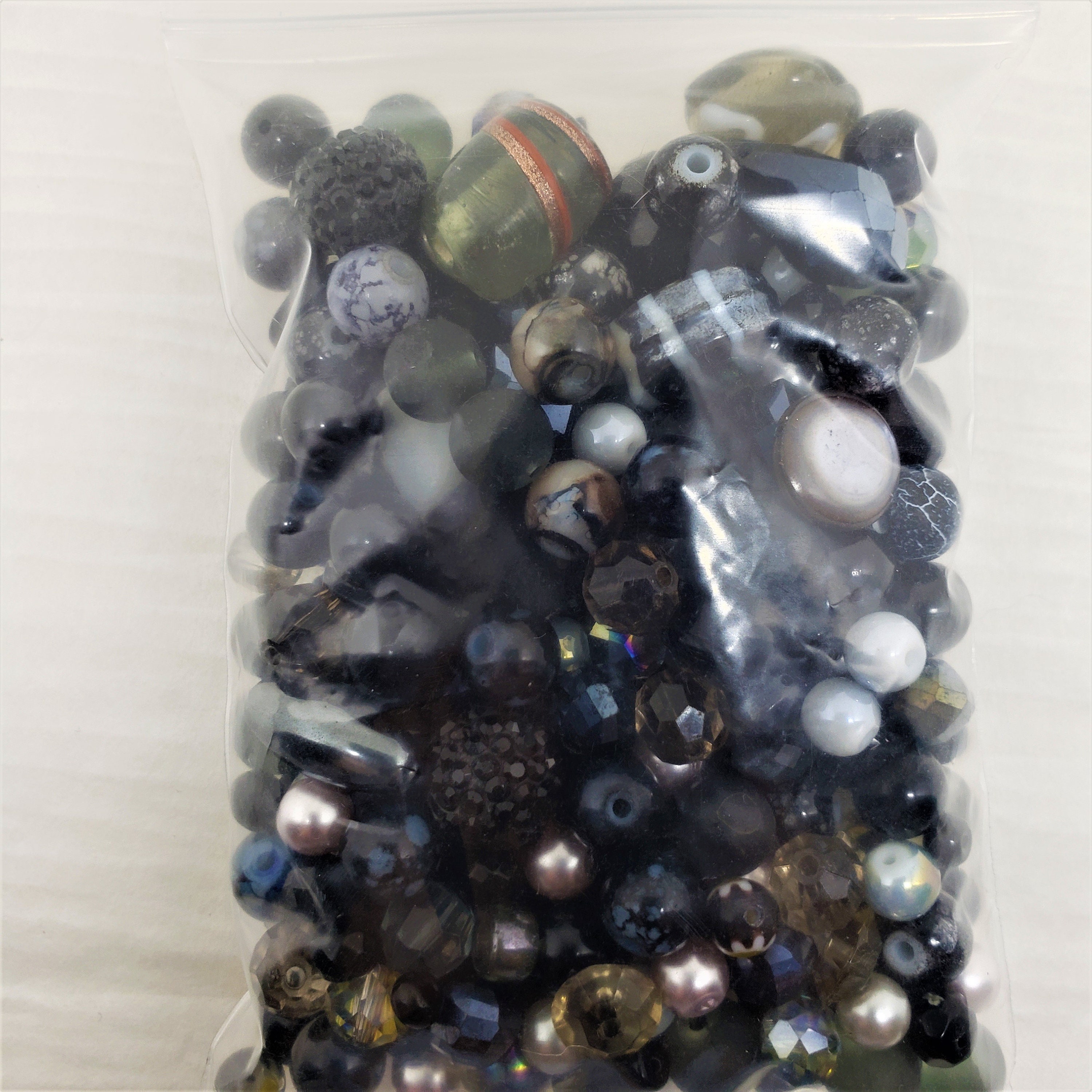 Black Bead Soup Mix, 4oz Glass Bead Mix, Mixed Loose Lot of Beads, Bulk ...