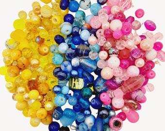 Rainbow Bead Soup Mix, 4oz Glass Bead Mix, Mixed Loose Lot of Beads ...