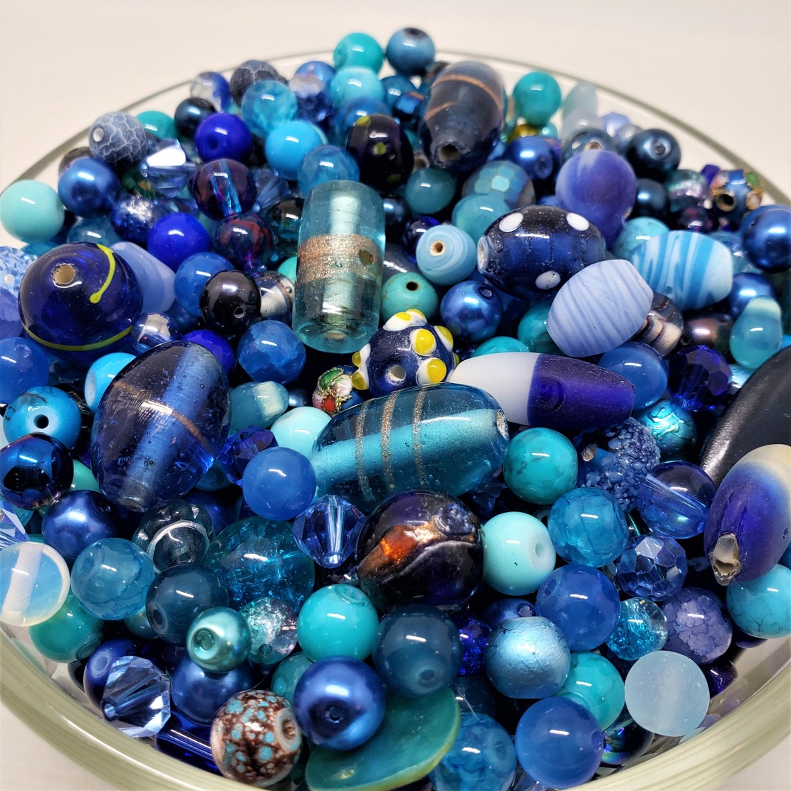 Blue Bead Soup Mix 4oz Glass Bead Mix Mixed Loose Lot Of Etsy