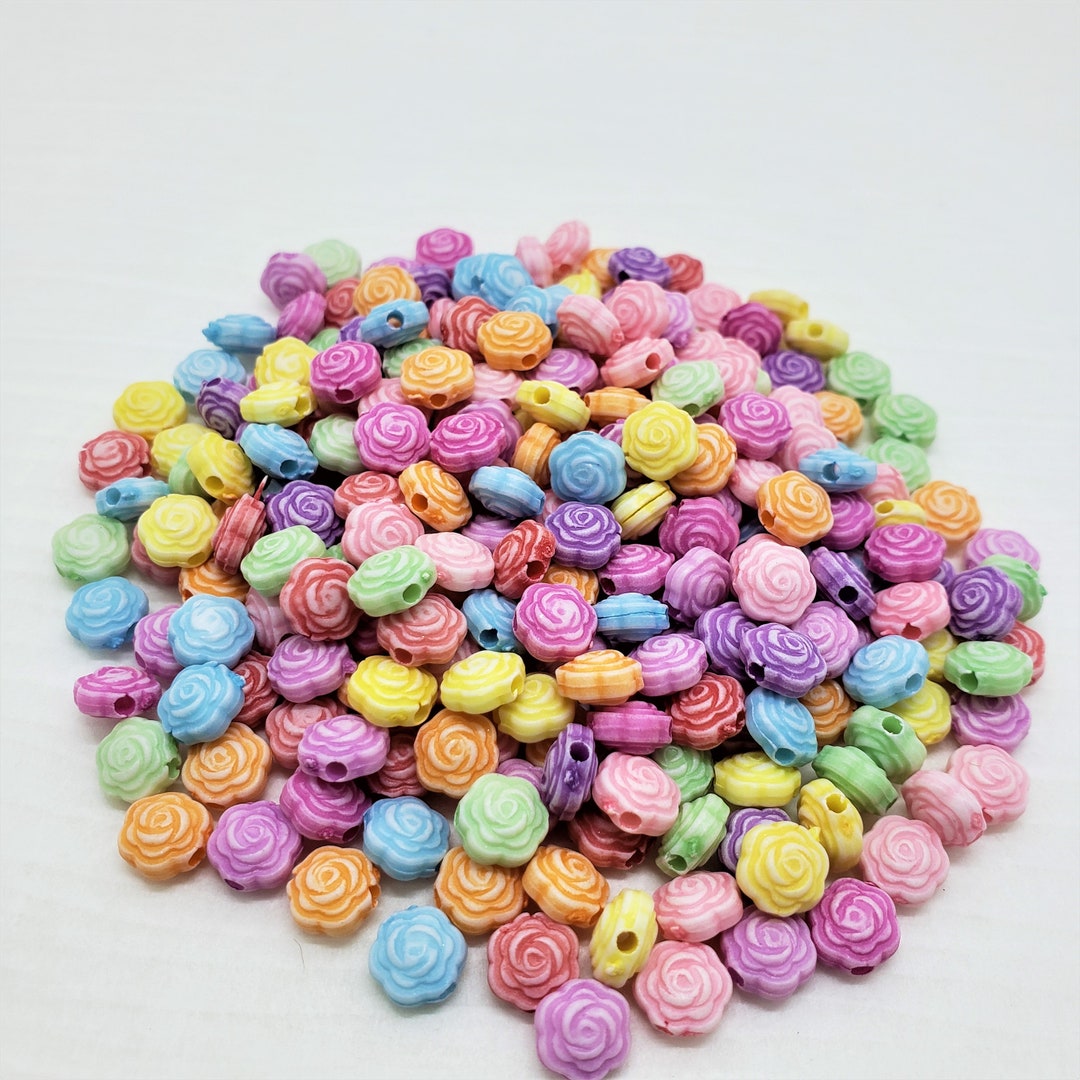 Pastel Acrylic Rose Beads Brightly Colored Rose Beads DIY - Etsy