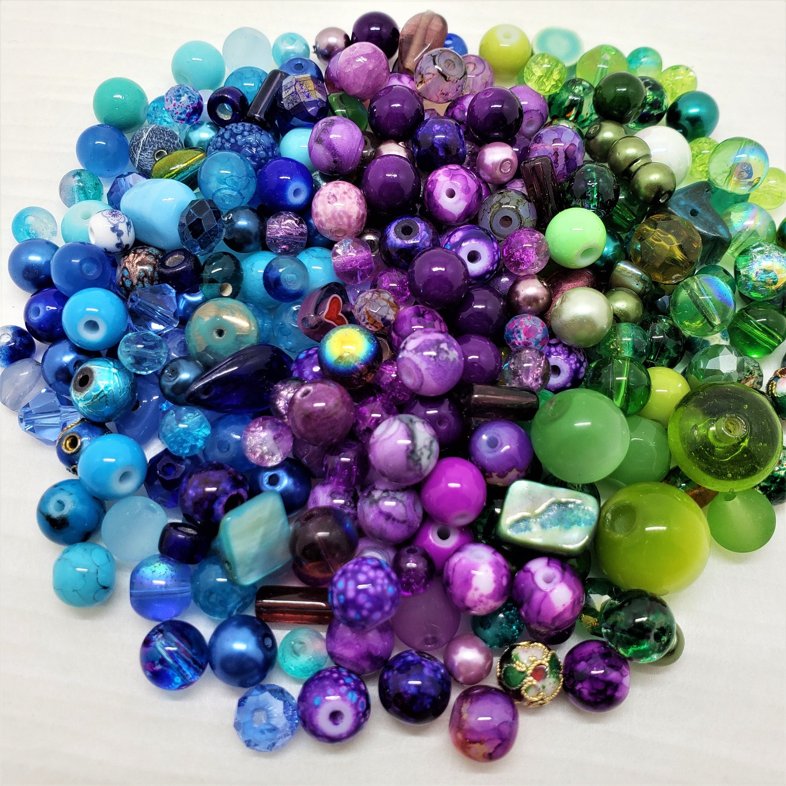 Peacock Bead Soup Mix, 4oz Glass Bead Mix, Mixed Loose Lot of Beads ...