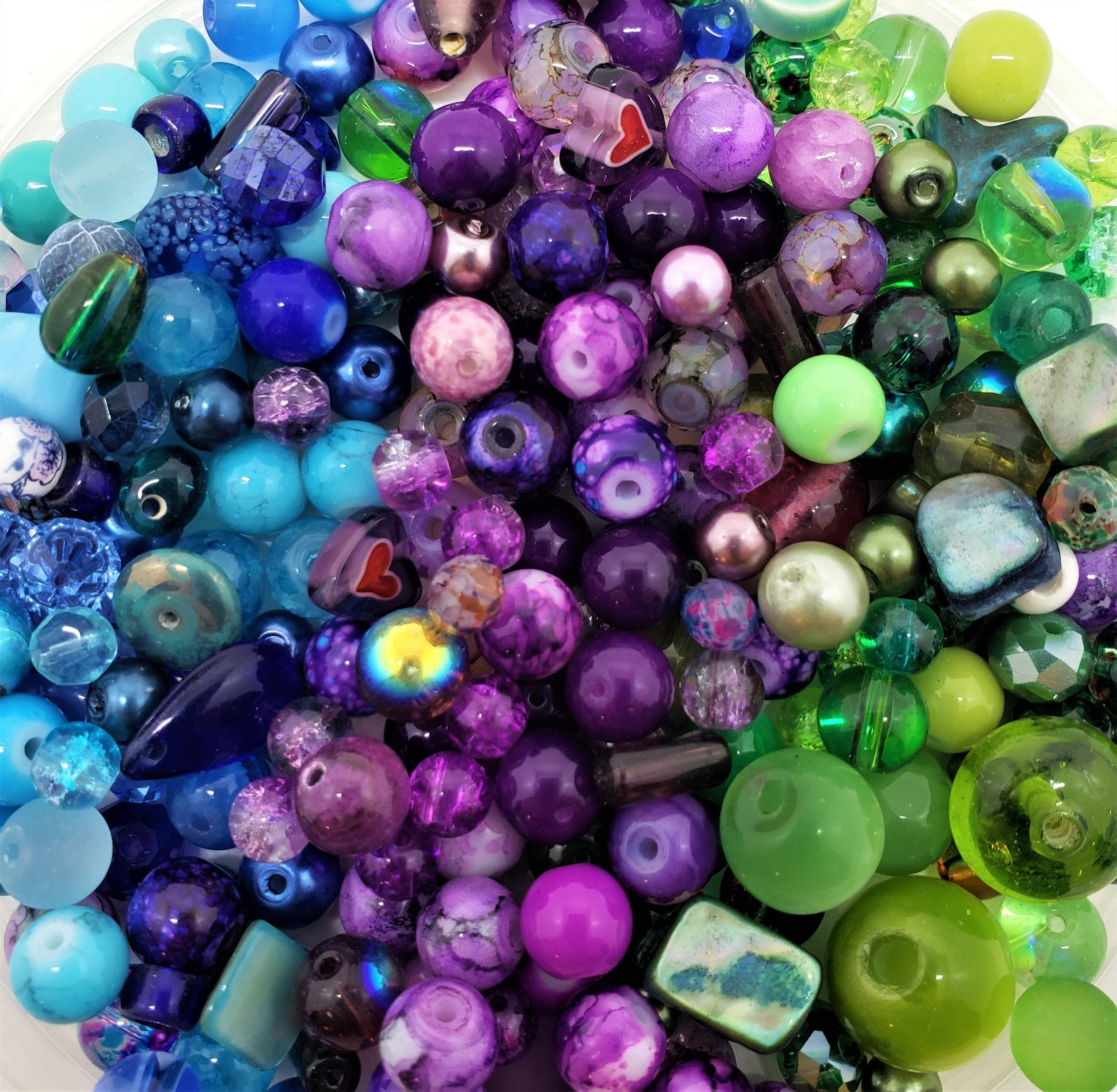 Peacock Bead Soup Mix, 4oz Glass Bead Mix, Mixed Loose Lot of Beads ...