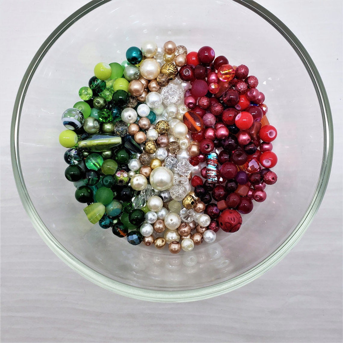 Christmas Bead Soup Mix, 4oz Glass Bead Mix, Mixed Loose Lot of Beads ...