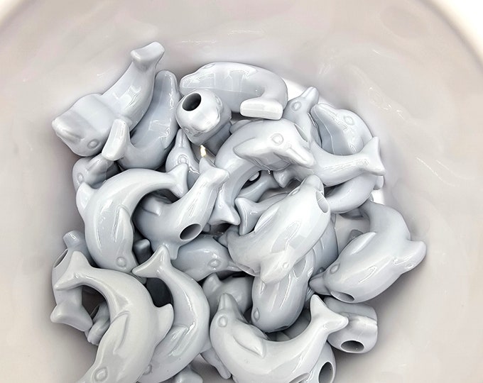 Acrylic Dolphin Beads, Gray Dolphin Beads, Sea Life Beads, DIY Crafts ...