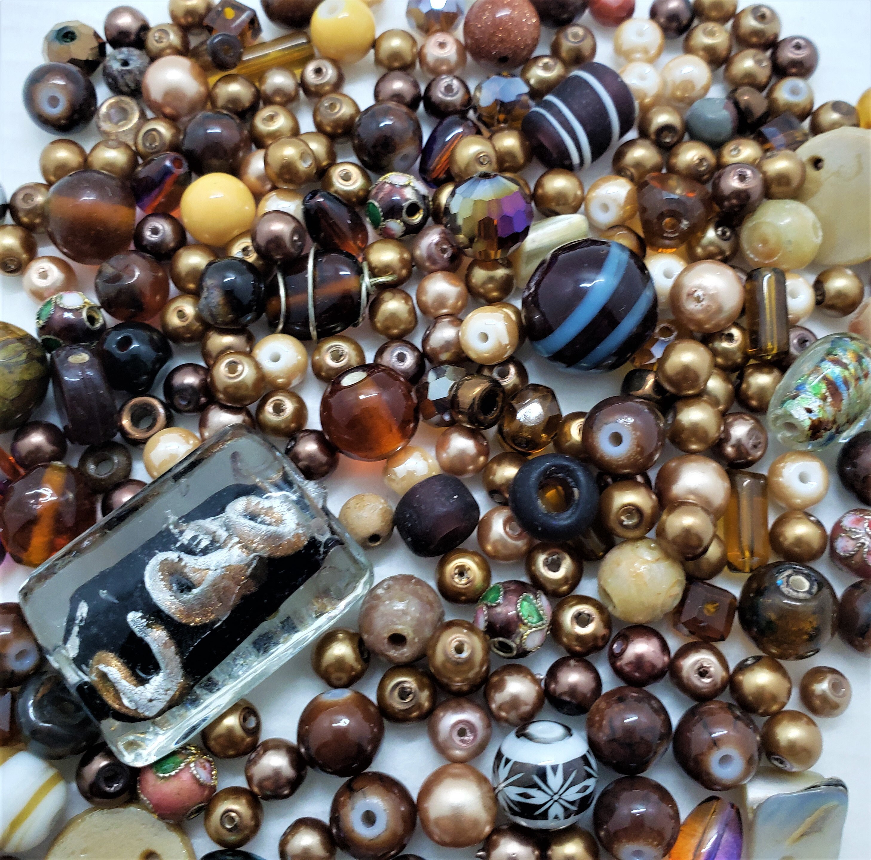 Brown Bead Soup Mix, 4oz Glass Bead Mix, Mixed Loose Lot of Beads, Bulk ...
