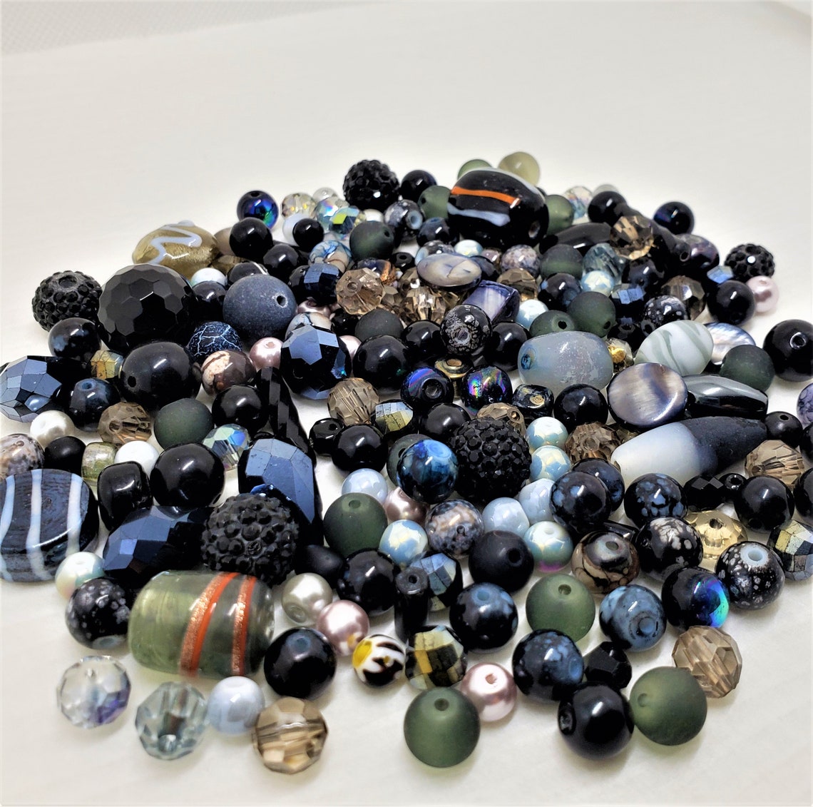 Black Bead Soup Mix, 4oz Glass Bead Mix, Mixed Loose Lot of Beads, Bulk ...