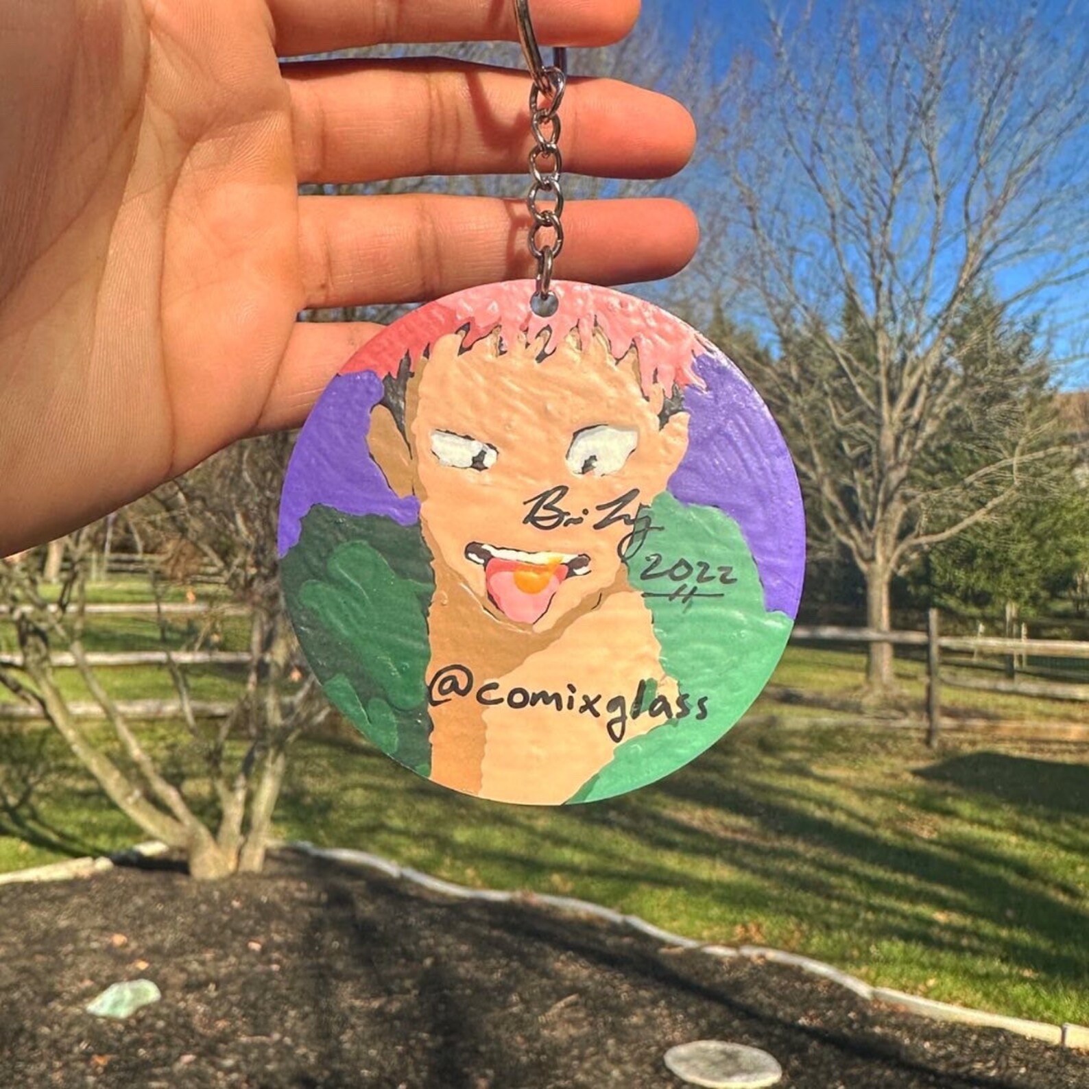 3in Keychain Circle Plexiglass Painting - Etsy