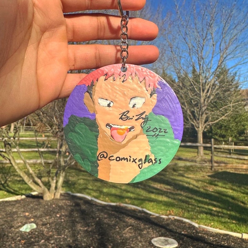 3in Keychain Circle Plexiglass Painting - Etsy