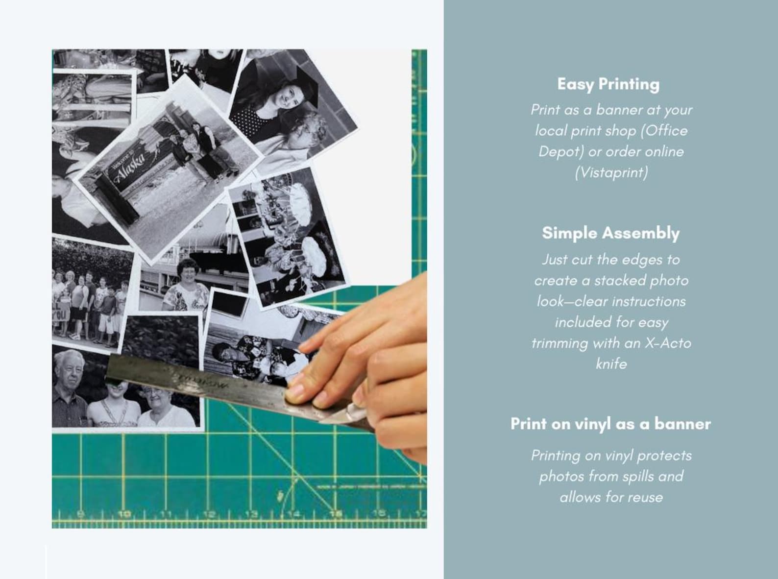 Custom Photo Collage Table Runner Canva Template | Printable Memorial ...