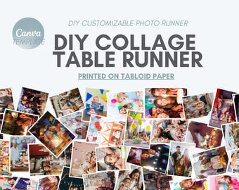 Custom Photo Collage Table Runner Canva Template | Printable Memorial ...