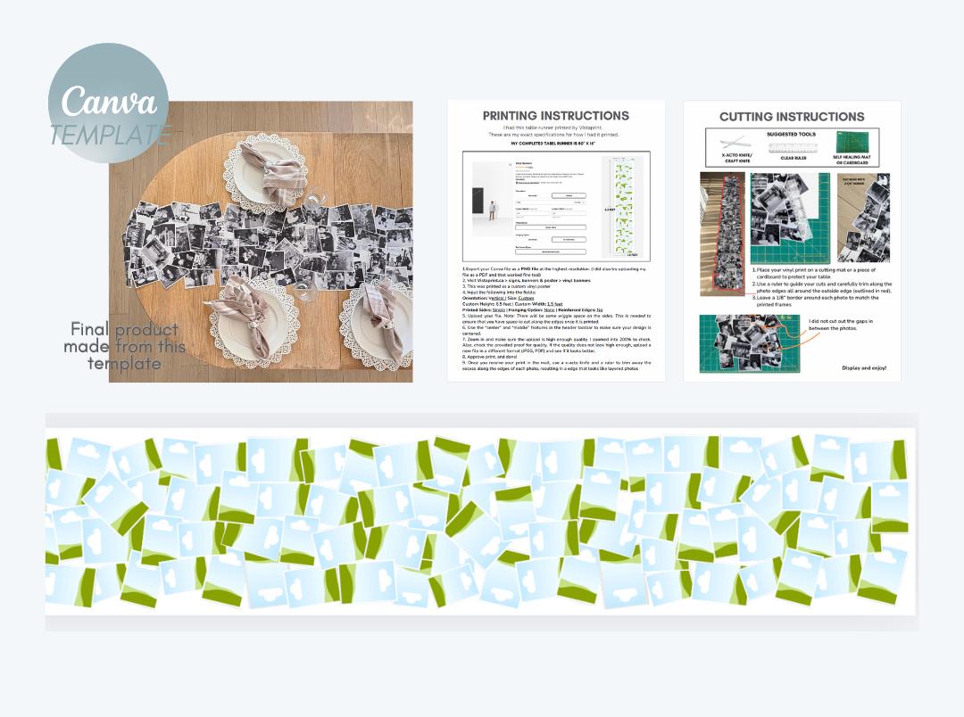 Custom Photo Collage Table Runner Canva Template | Printable Memorial ...