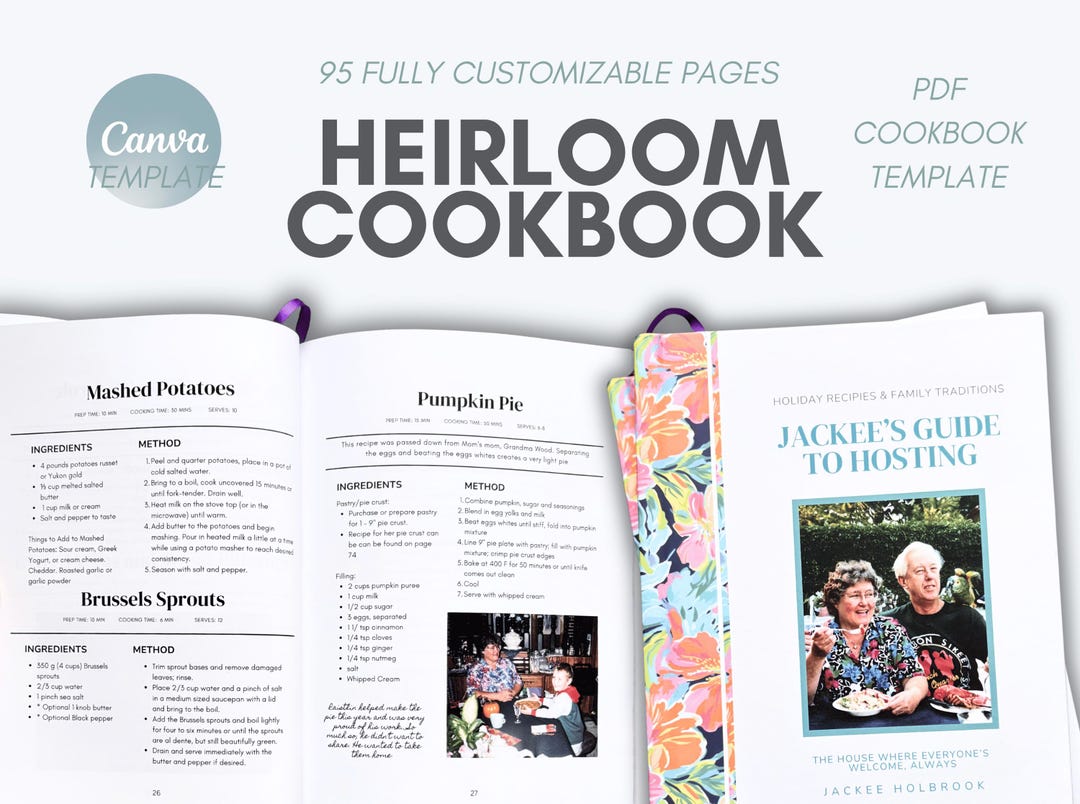Custom Heirloom Cookbook Canva Template: Family Recipe Keepsake ...