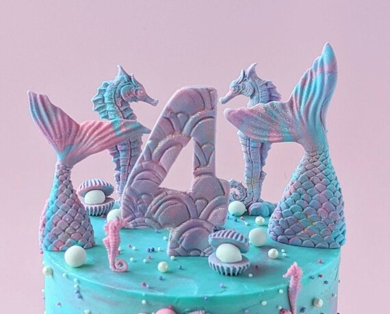 Mermaid Edible Fondant Cake Toppers Fondant Mermaid Tail Cake - Etsy