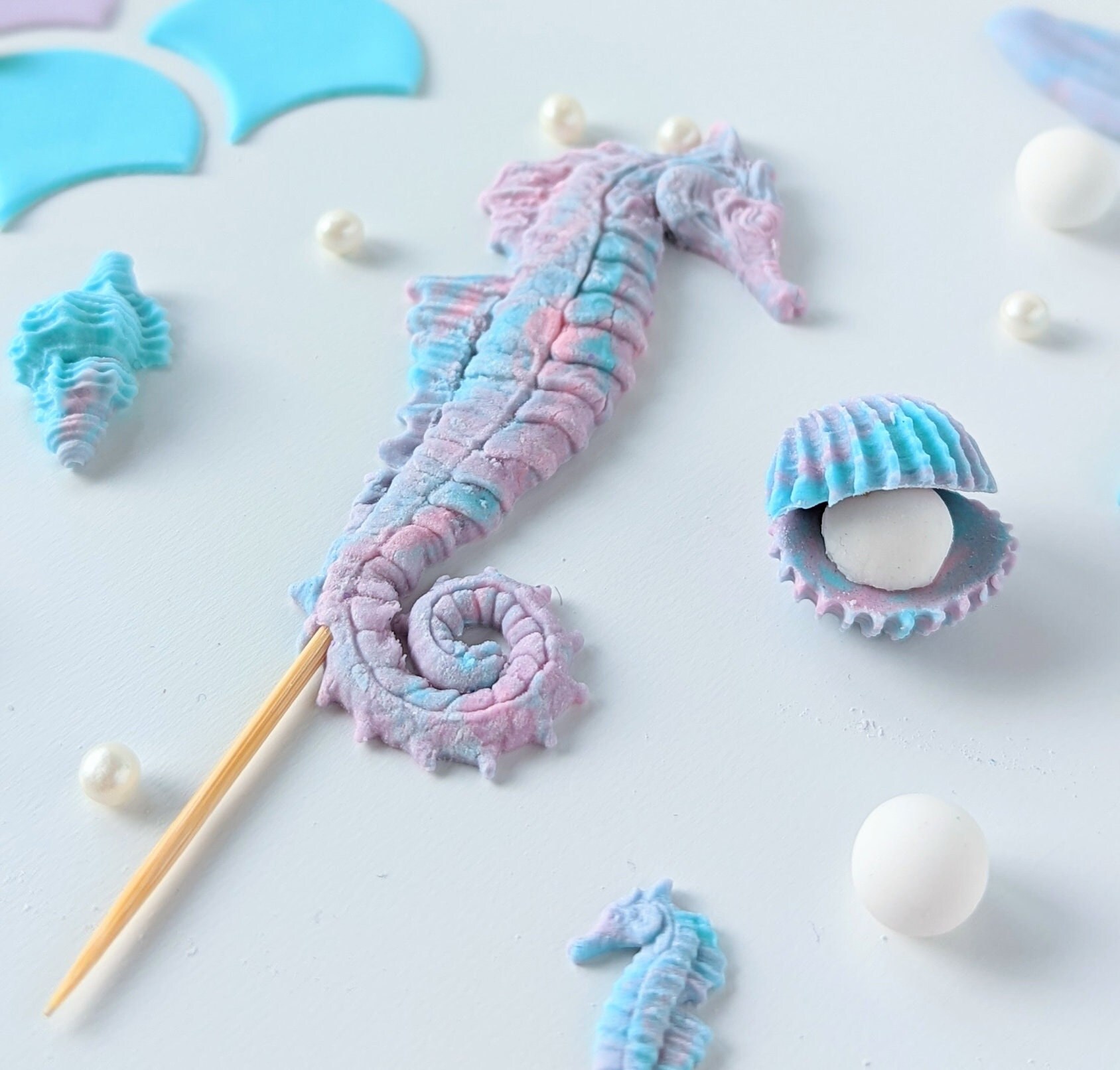 Mermaid Edible Fondant Cake Toppers, Fondant Mermaid Tail Cake ...