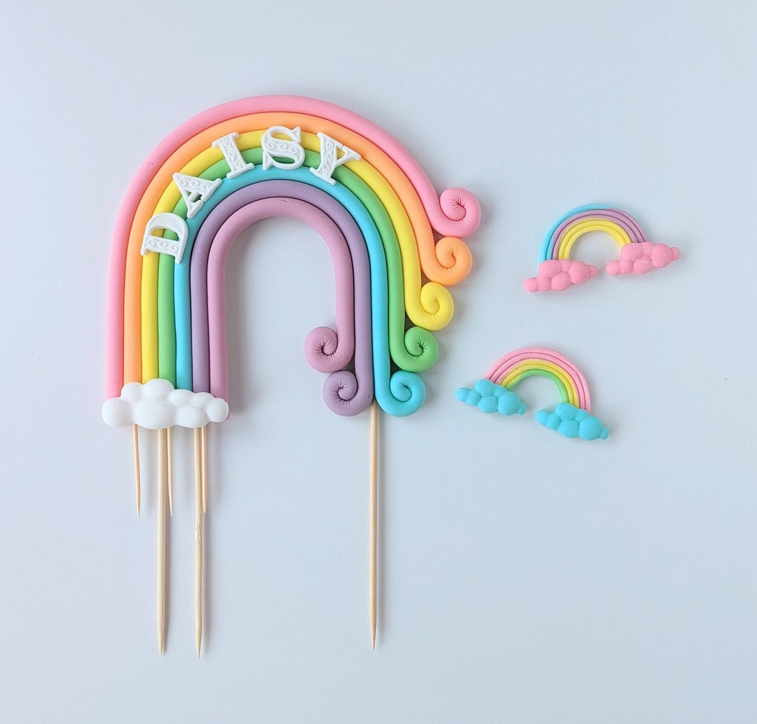 Edible Rainbow Cake Topper, Cake Decoration. Sugar Paste, Fondant ...