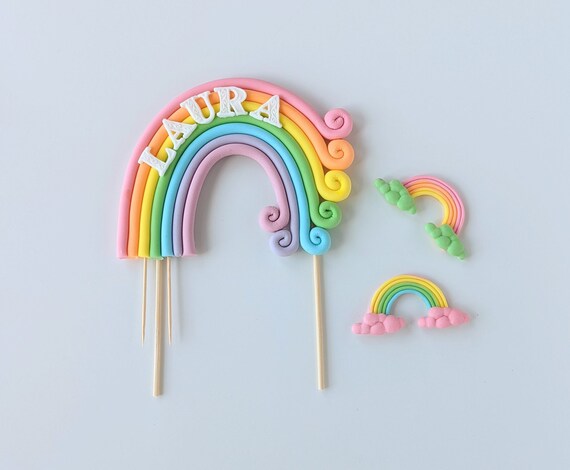 Edible Rainbow Cake Topper Cake Decoration. Sugar Paste - Etsy