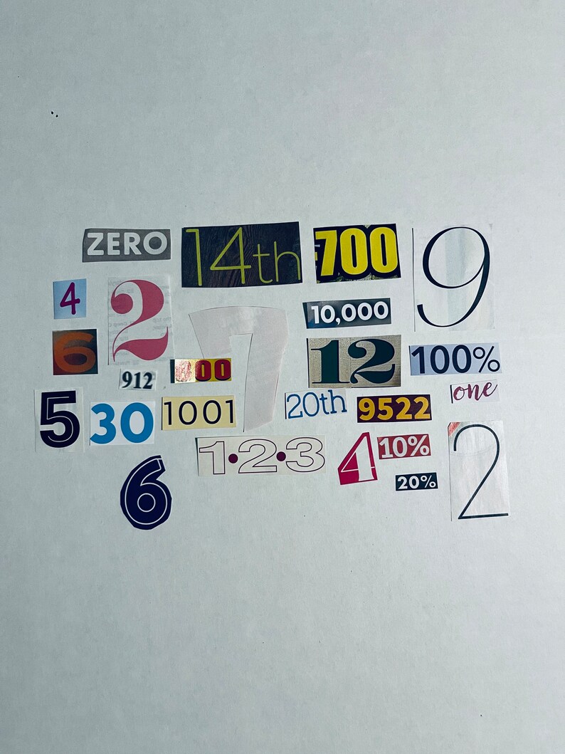 Number Magazine Clippings Cutouts Numbers Ephemera Junk Journal Scrap ...