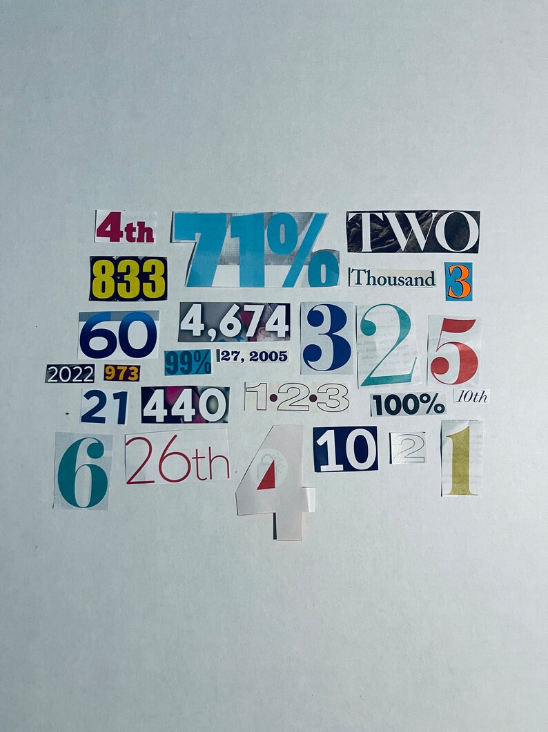 Number Magazine Clippings Cutouts Numbers Ephemera Junk Journal Scrap ...