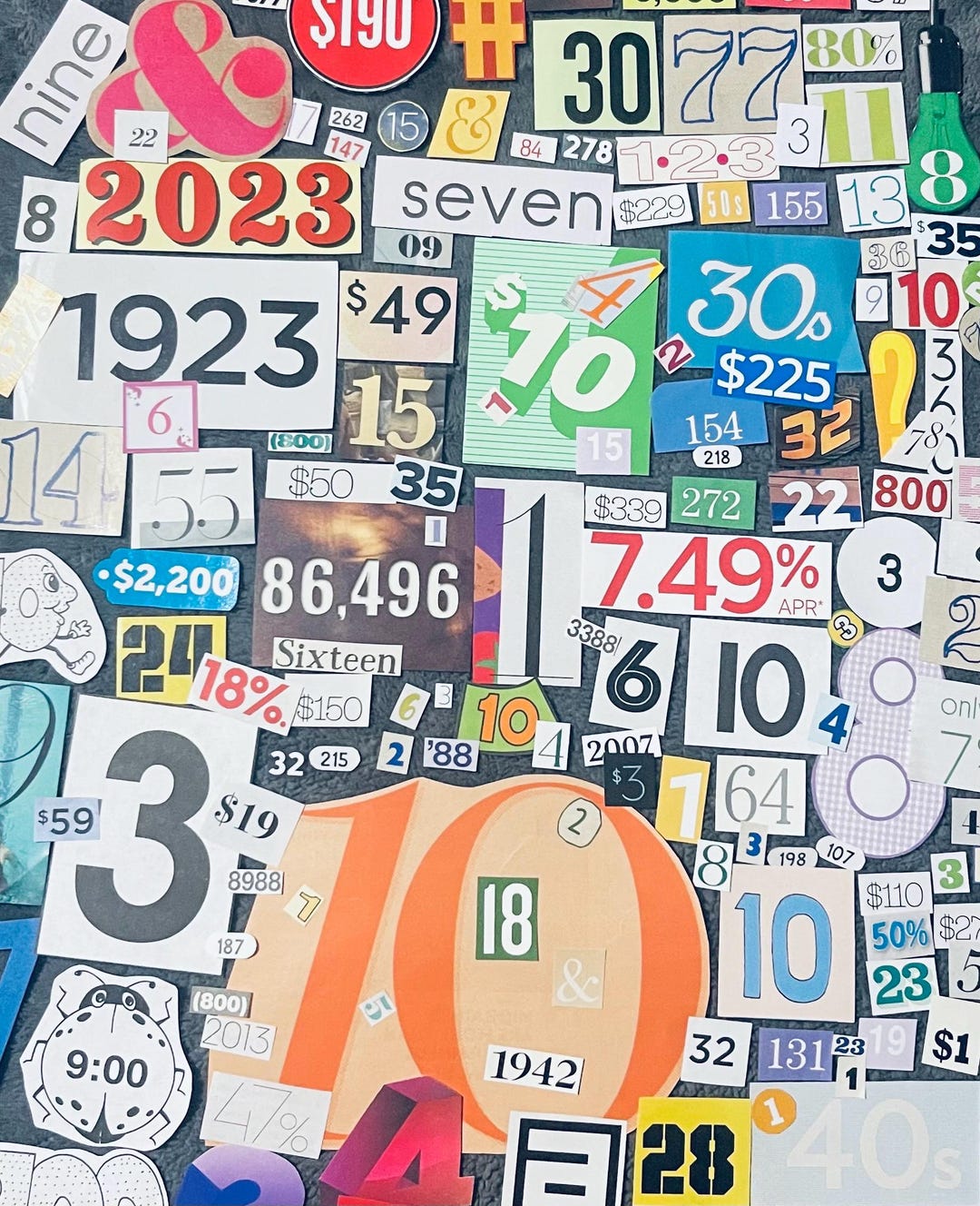 100 Numbers & Symbols Magazine Clippings Cutouts Ephemera Junk Journal ...
