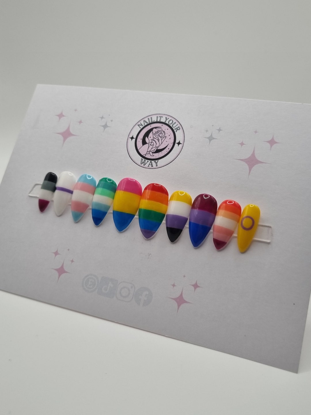 Pride Flags Custom Press On Nails Bisexual Gay Non Binary Demisexual Lesbian Pansexual Asexual