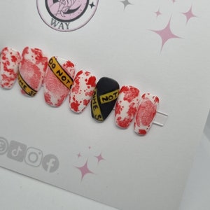 Crime Scene Blood Splatter Custom Press on Nails Pre-sized Temporary ...