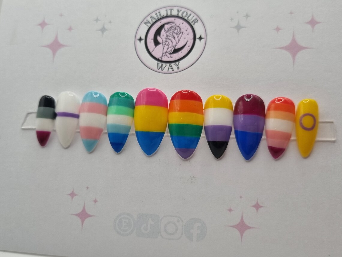 Pride Flags Custom Press on Nails • Bisexual • Gay • Non-binary ...