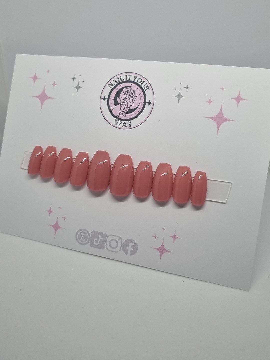 Dusky Pink Custom Press on Nails • Solid Colour • Any Colour • Stick on ...