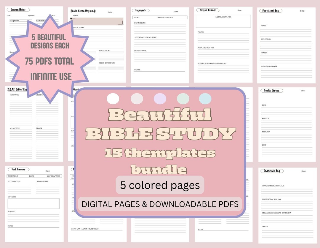 2024 Bible Study Printable/digital Bible Study Templates/ 15 Bible ...
