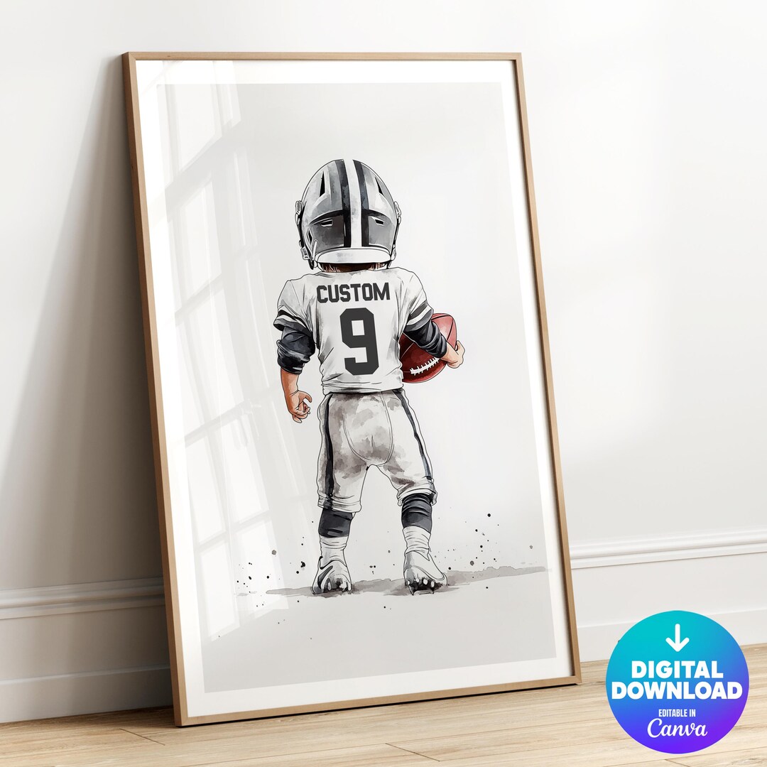 Personalized Football Poster, Custom Football Gift, Boys Room Decor ...