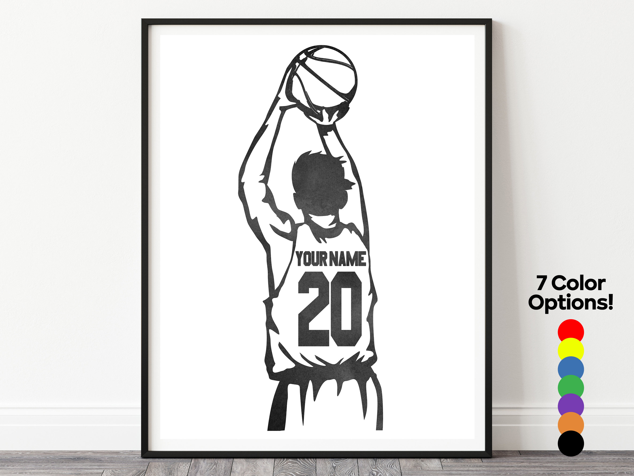 Custom Basketball Poster, Personalized Basketball Jersey Art ...