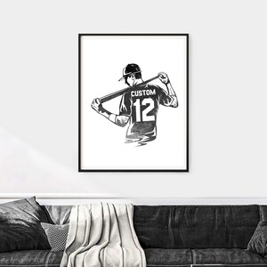 Custom Baseball Poster, Personalized Baseball Jersey Art, Baseball ...