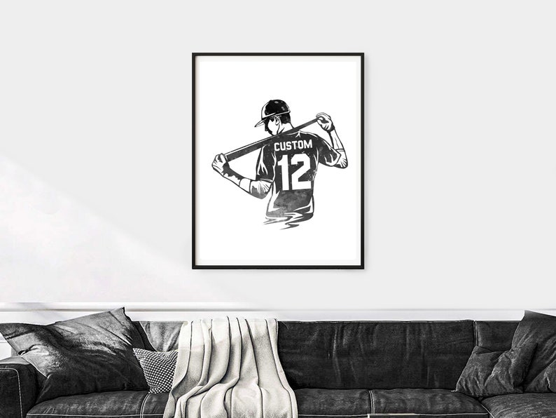 Custom Baseball Poster, Personalized Baseball Jersey Art, Baseball ...
