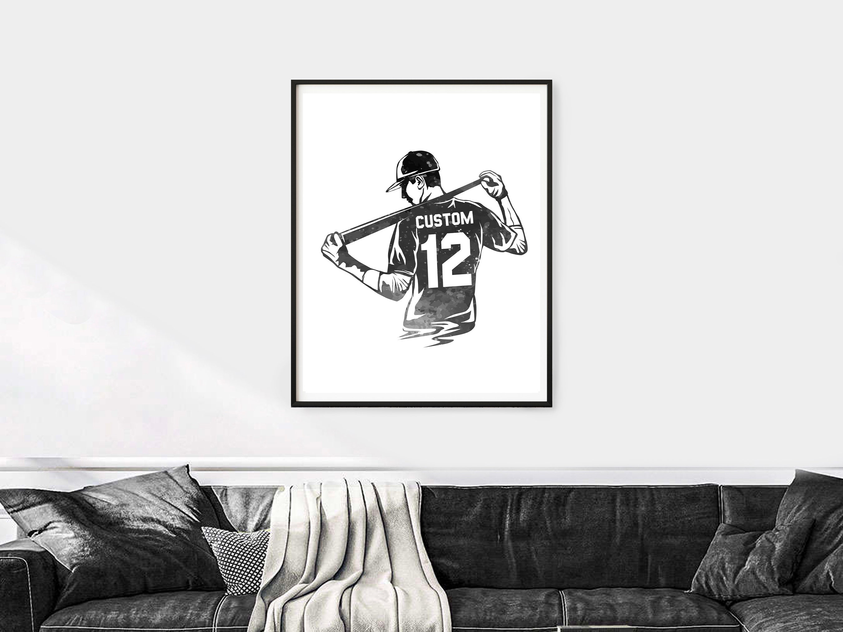 Custom Baseball Poster, Personalized Baseball Jersey Art, Baseball ...