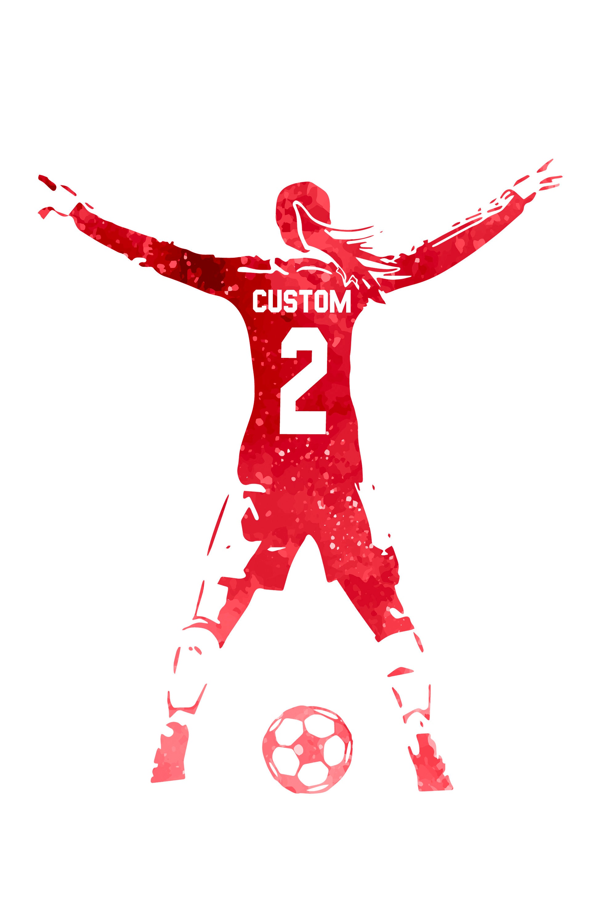 Personalized Girls Soccer Poster, Soccer Jersey Art, Female Football ...