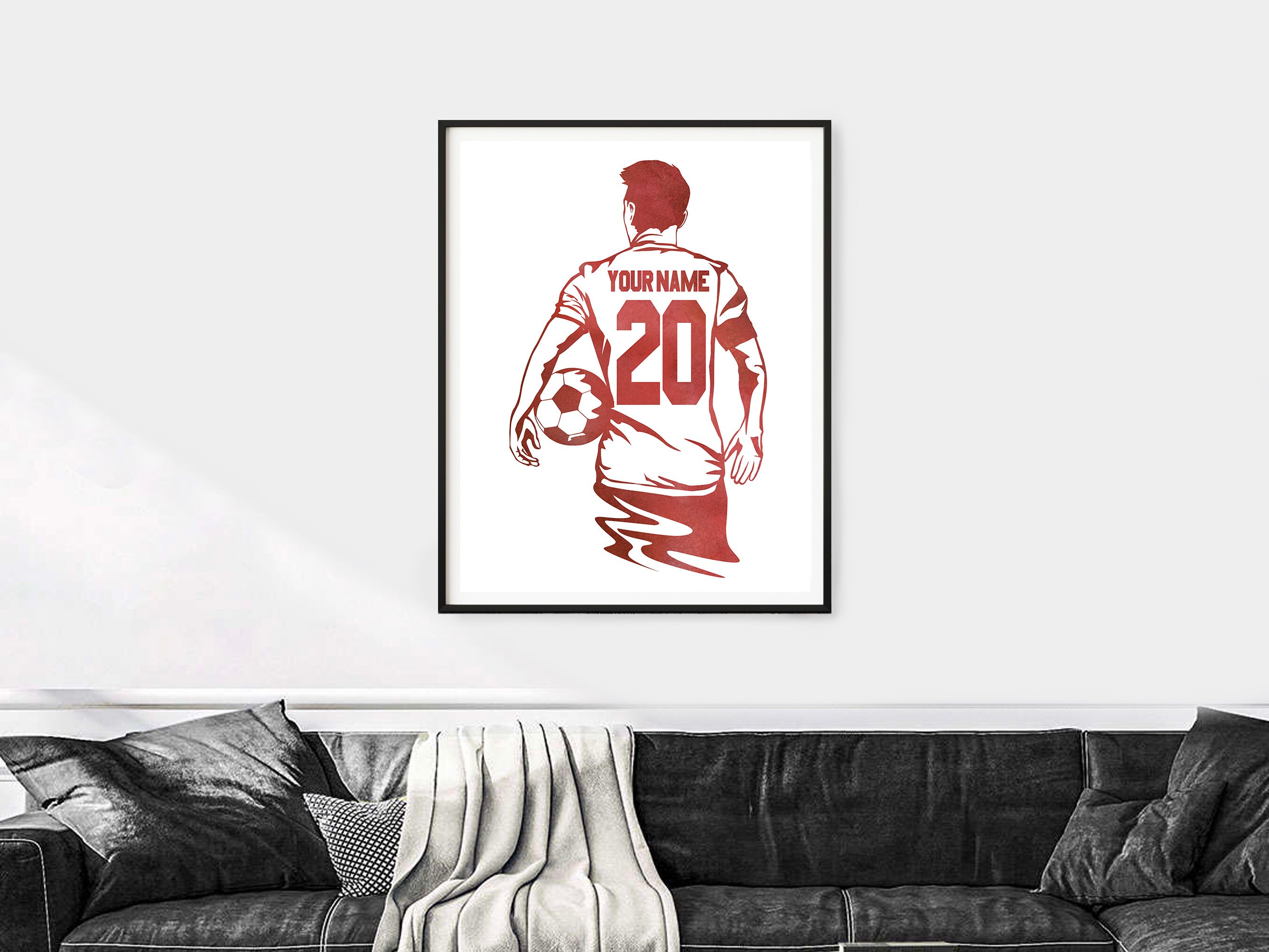 Custom Soccer Poster, Personalized Soccer Jersey Art, Soccer Player ...