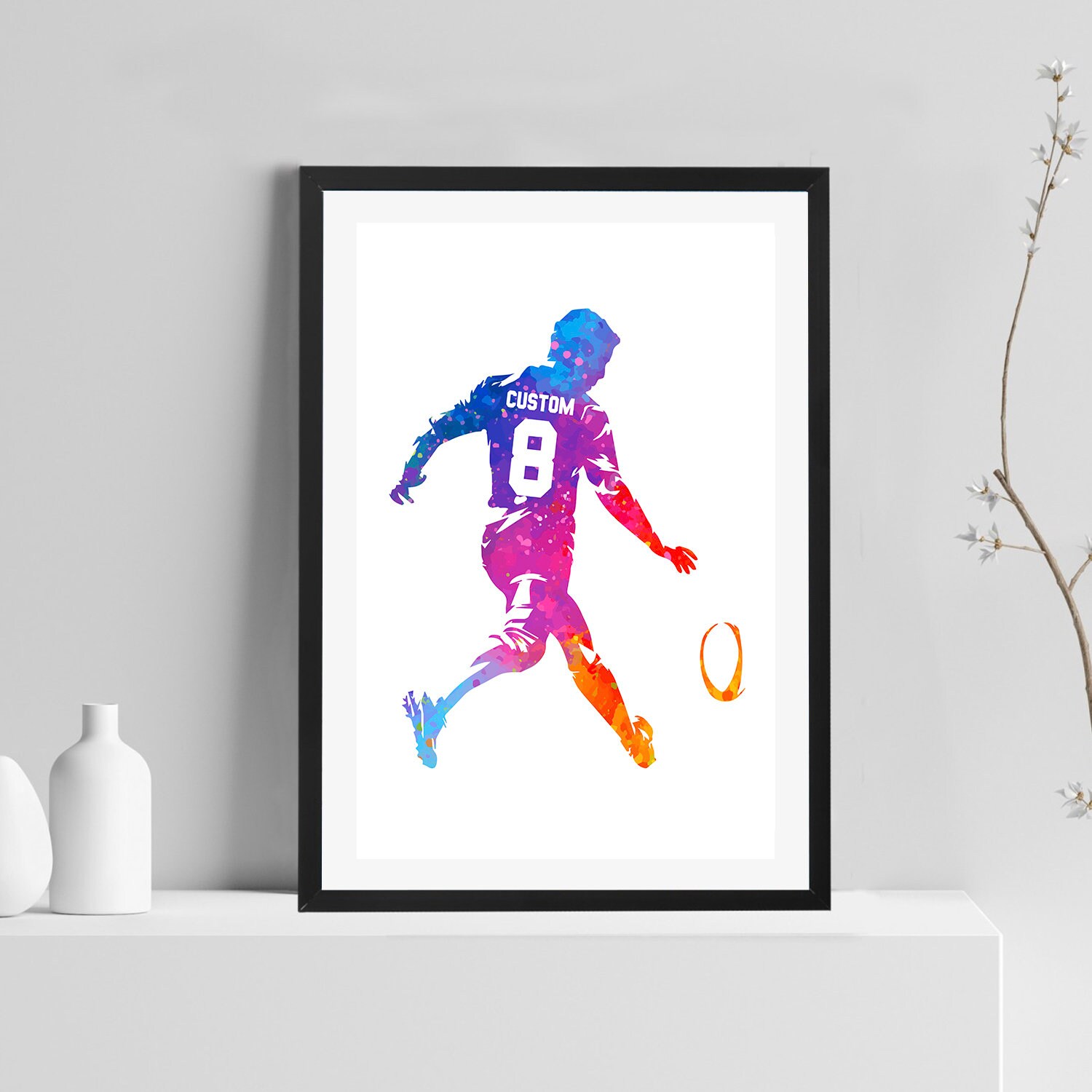 Personalized Rugby Poster, Custom Rugby Jersey Art, Rugby Player Print ...