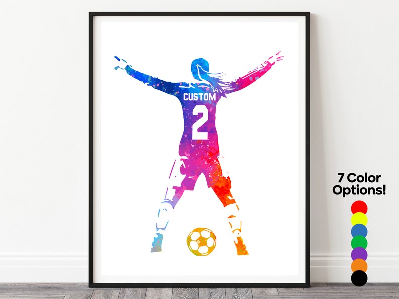 Personalized Girls Soccer Poster, Soccer Jersey Art, Female Football ...