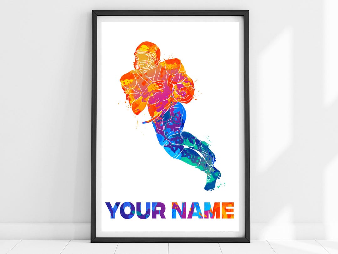 Personalized Football Print, Custom Football Poster, Football Player ...