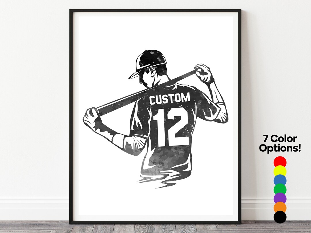 Custom Baseball Poster, Personalized Baseball Jersey Art, Baseball ...