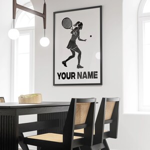 Personalized Women's Tennis Poster, Custom Women Tennis Print, Tennis ...